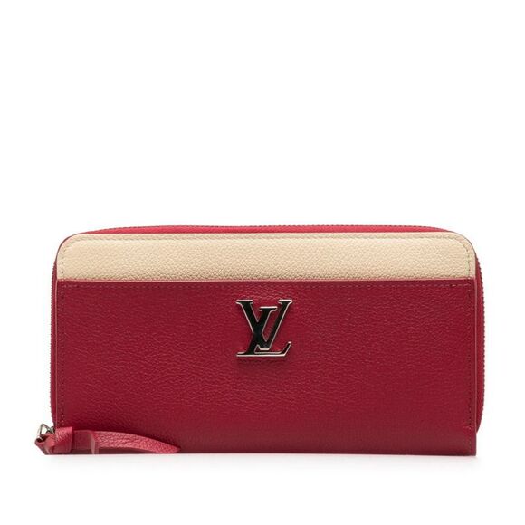 Louis Vuitton | Bags | Louis Vuitton Lockme Red Leather Wallet Preowned ...